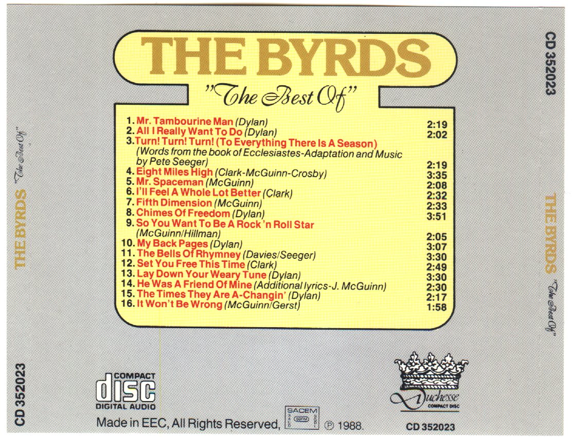 The Byrds The Best Of Byrds : Back | CD Covers | Cover Century | Over 1 ...